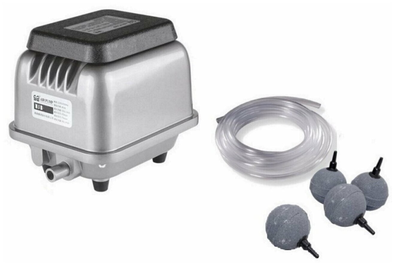 Комплект аэрации для пруда и септика компрессор HJB-50+аэраторы S05x4шт + шланг 4ммх20м/п.