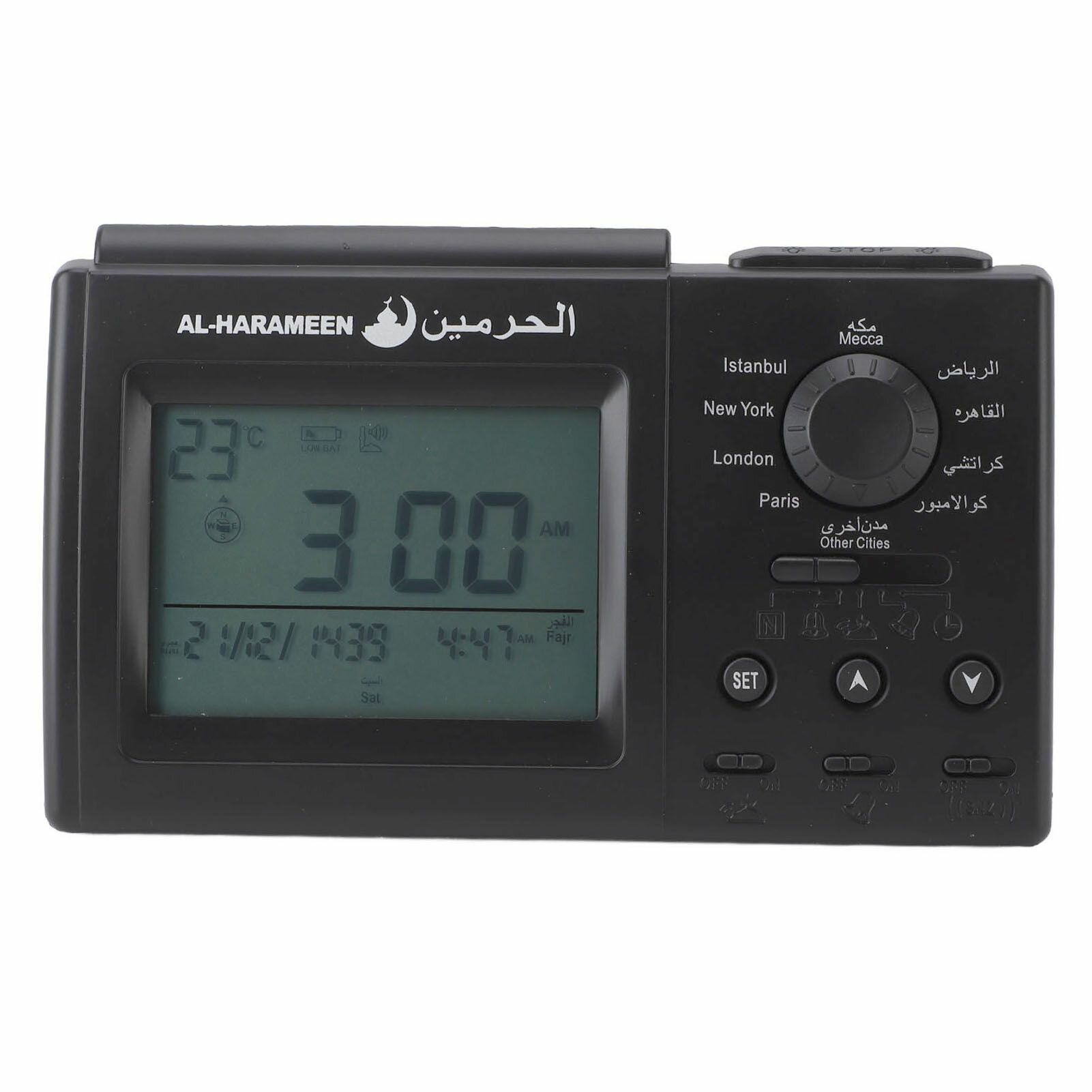 Черный исламский молитвенный столик будильник, цифровые азанские часы для домашней спальни, USB