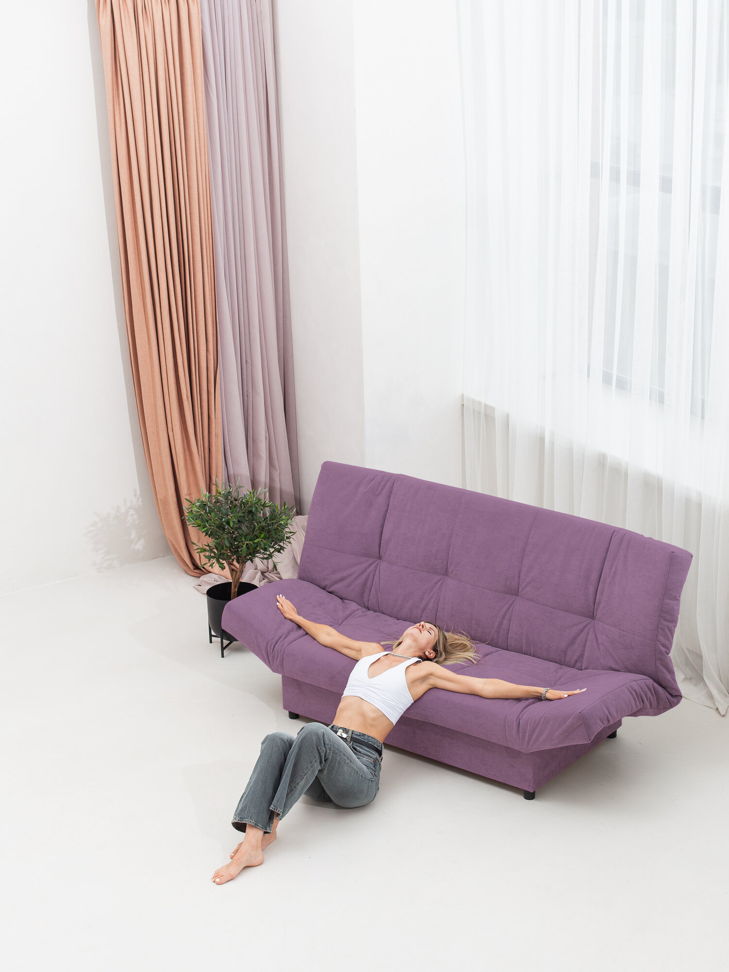 Диван раскладной с механизмом клик-кляк Джакарта 2 Фиолетовый CITYHD