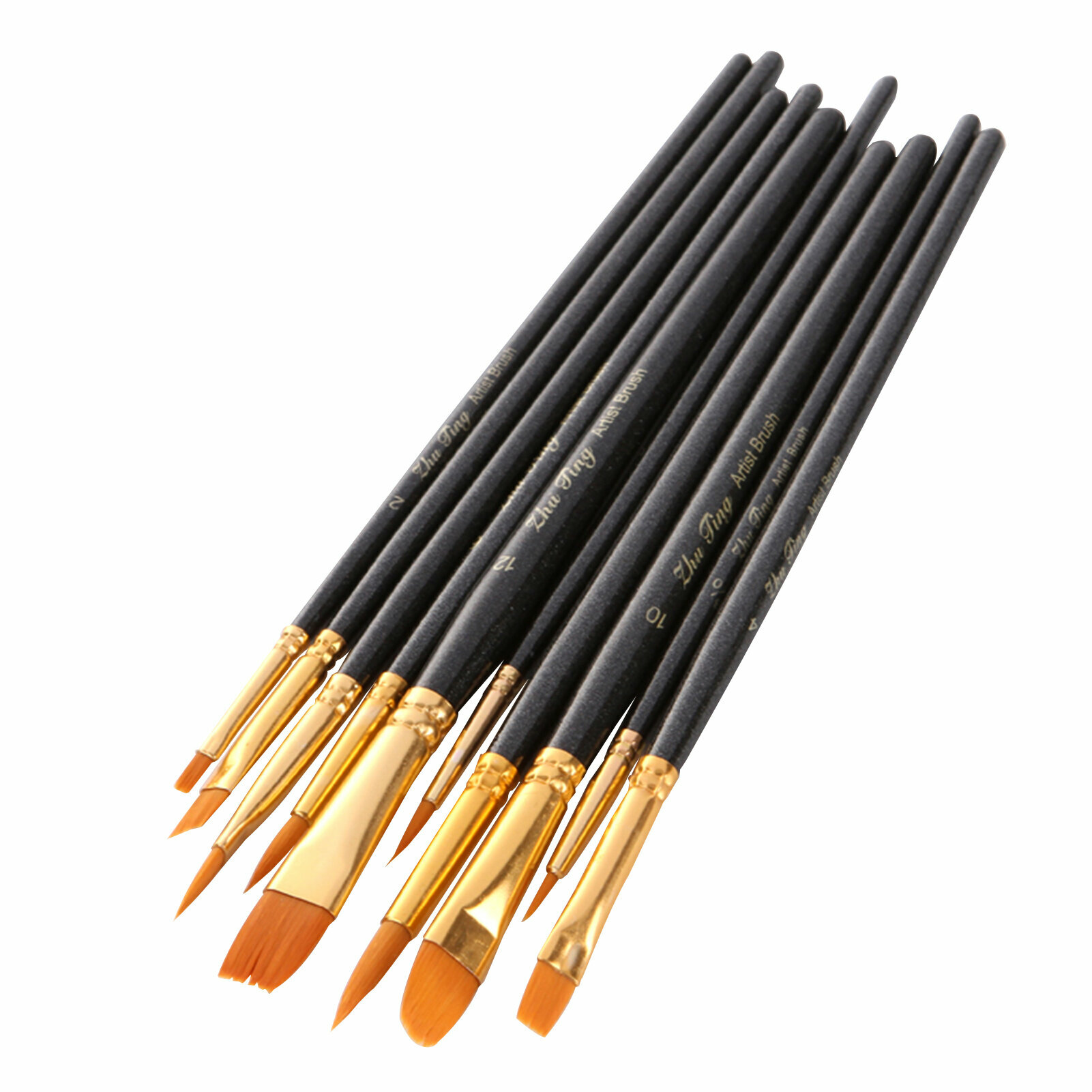 10pcs Artists Paint Brushes Nylon Hair Wooden Handle Professional Paintbrush Gift for Children Adults Nail Face Body Acrylic Oil Watercolor Gouache Painting Arts Crafts Supplies
