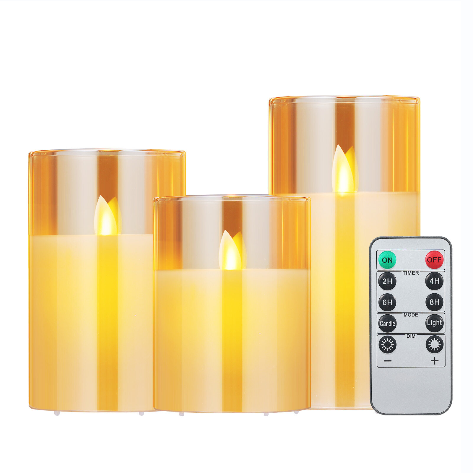Свечи бескарабановые с миганием из стекла на батарейках с пультом управления таймером и 10-клавишным пультом, реальные восковые свечки с движущимся фитилем, столбчатые стеклянные световые свечи с миганием для фестивалей, свадеб, Рождества, домашних