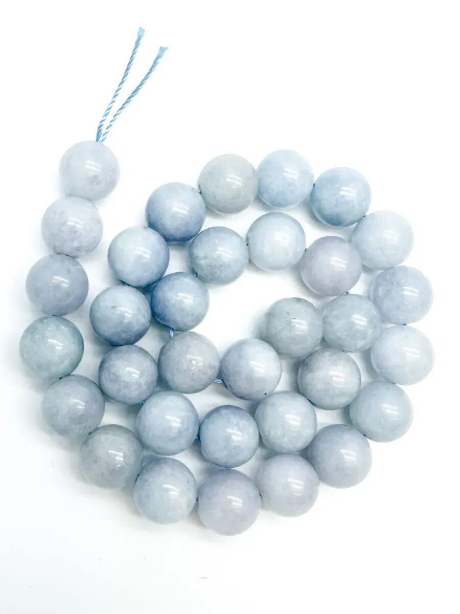 0602 Аквамарин природный камень для поделок 12мм 1 нить люкс