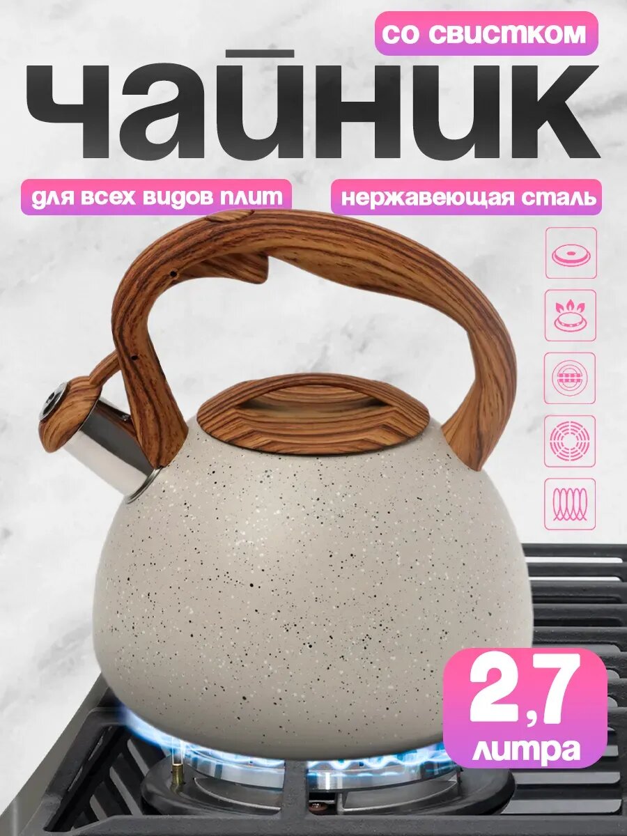 Чайник со свистком 2,7 л "Stone" для плиты