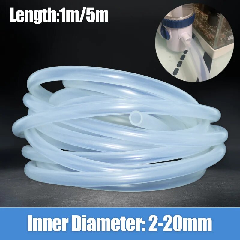 Пищевой силиконовый шланг 1/5 м прозрачный 2-18 мм ID 14mm x OD 16mm, 5meter