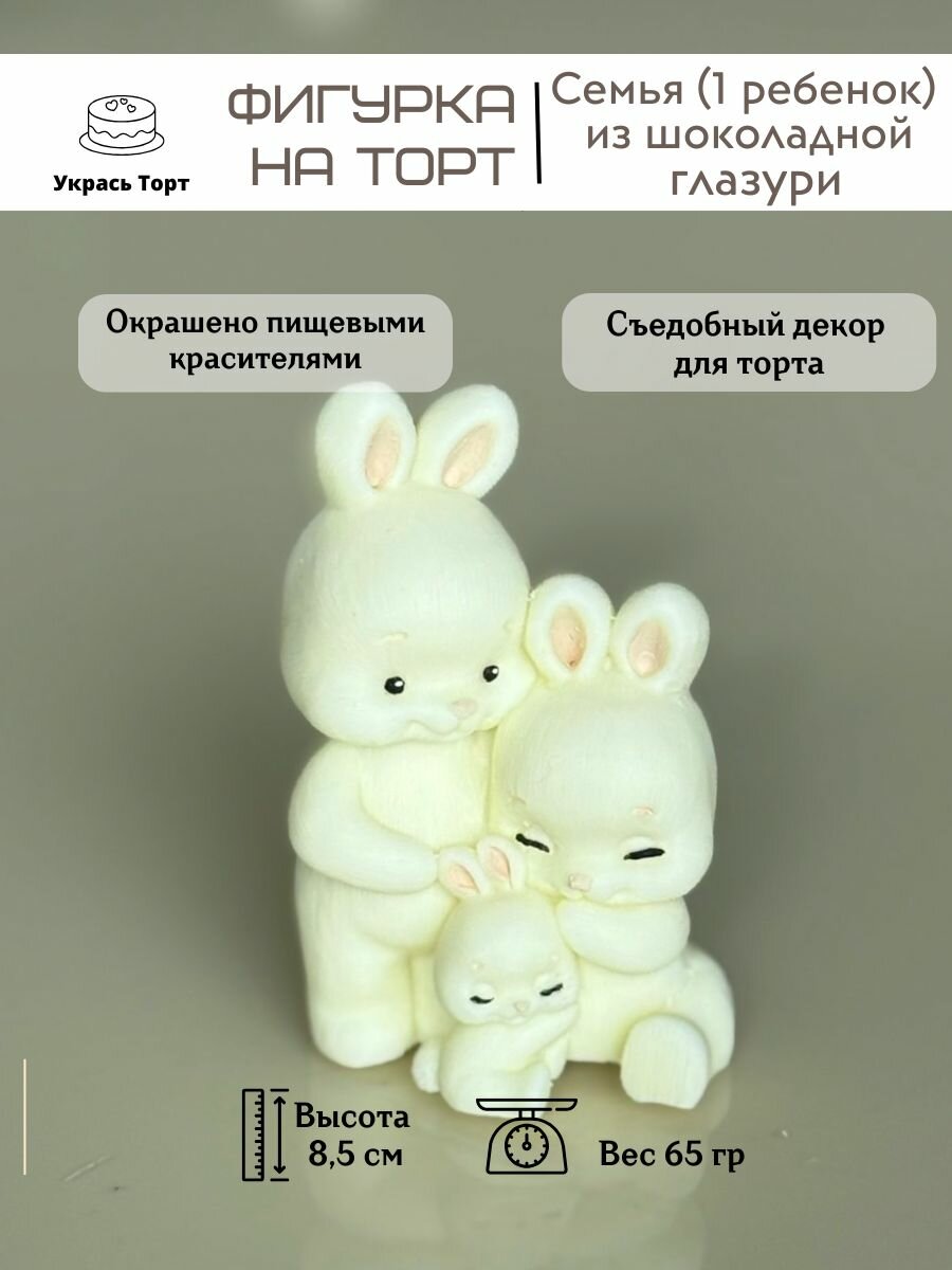 Фигурка из шоколадной глазури. Семья зайцев. Украшение для торта.