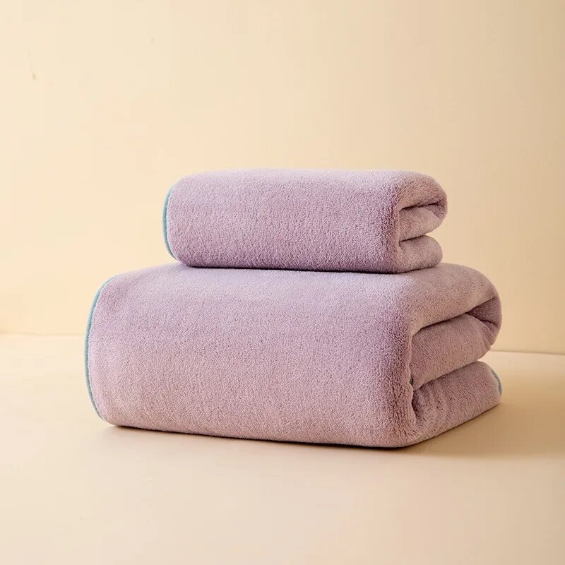 Набор полотенец коралловый флис для взрослых, Purple, 70x140cm 35x75cm
