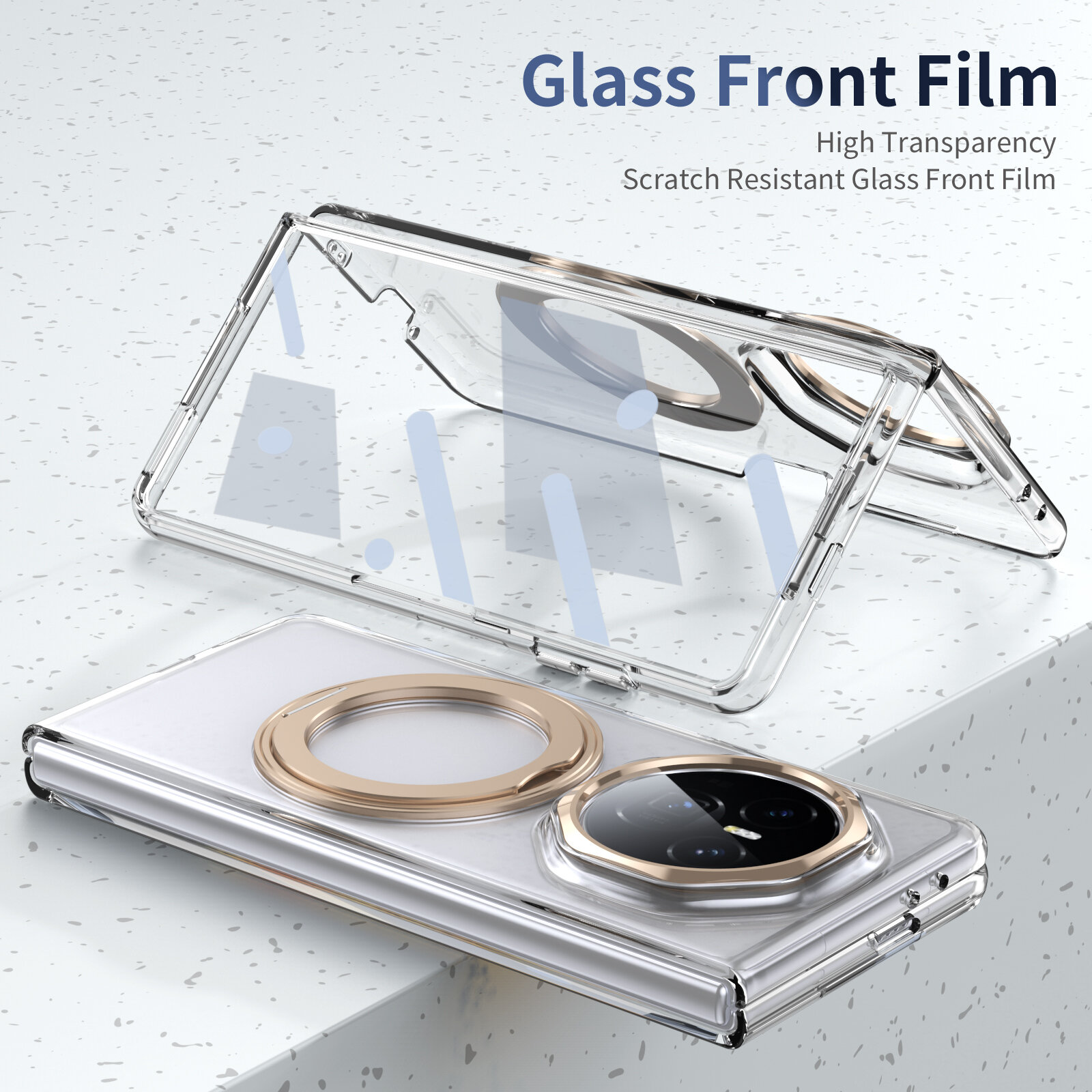 Подходит для Honor Magic V3 / Хонор Меджик V3 Чехол для смартфона, складной подставкой для телефона и защитной пленкой для экрана, Меджик V3, подставка, прозрачный,360° Полная защита, пластик, стекло,