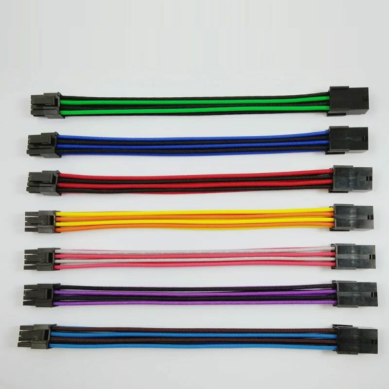 Кабель-удлинитель PCI-E 8-контактный, гнездо-папа 2+6-контактный, 18AWG, для блока питания с красно-синей, черно-зеленой, оранжевой оплеткой
