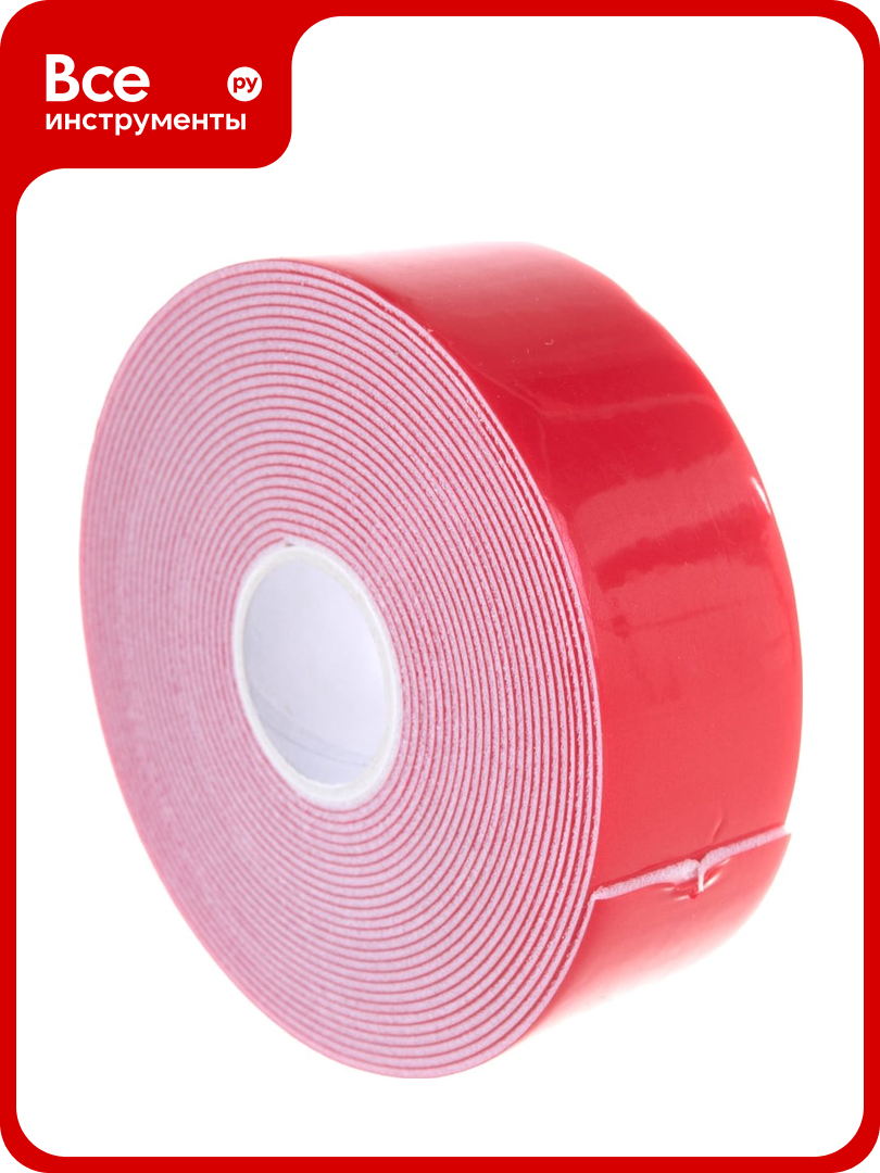 Двухсторонняя клейкая лента MEGAPOWER 30 мм х 5 м профессиональный красный ET-305PRO