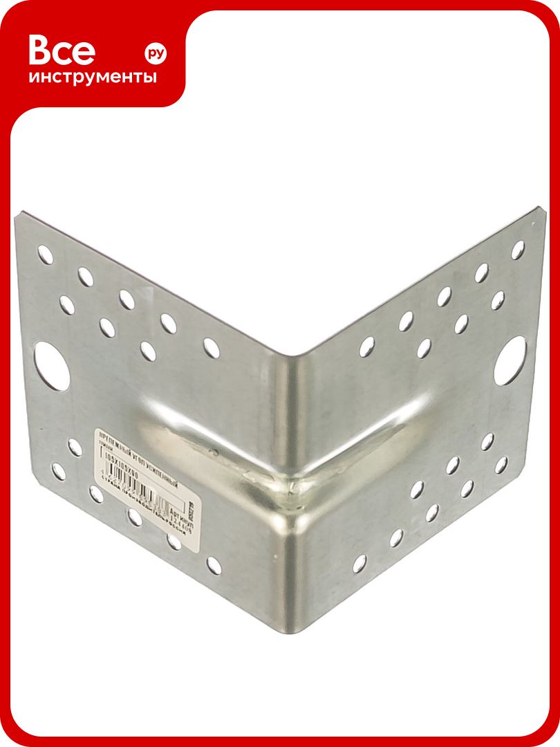 Крепежный усиленный уголок Tech-Krep оцинкованный 105х105х90х2,0 мм - накл. 124408