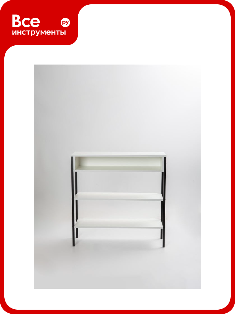 Обувница-этажерка Letta Frame ЛДСП белое тиснение, черный металл 900x900x282 LMK00047, для дома