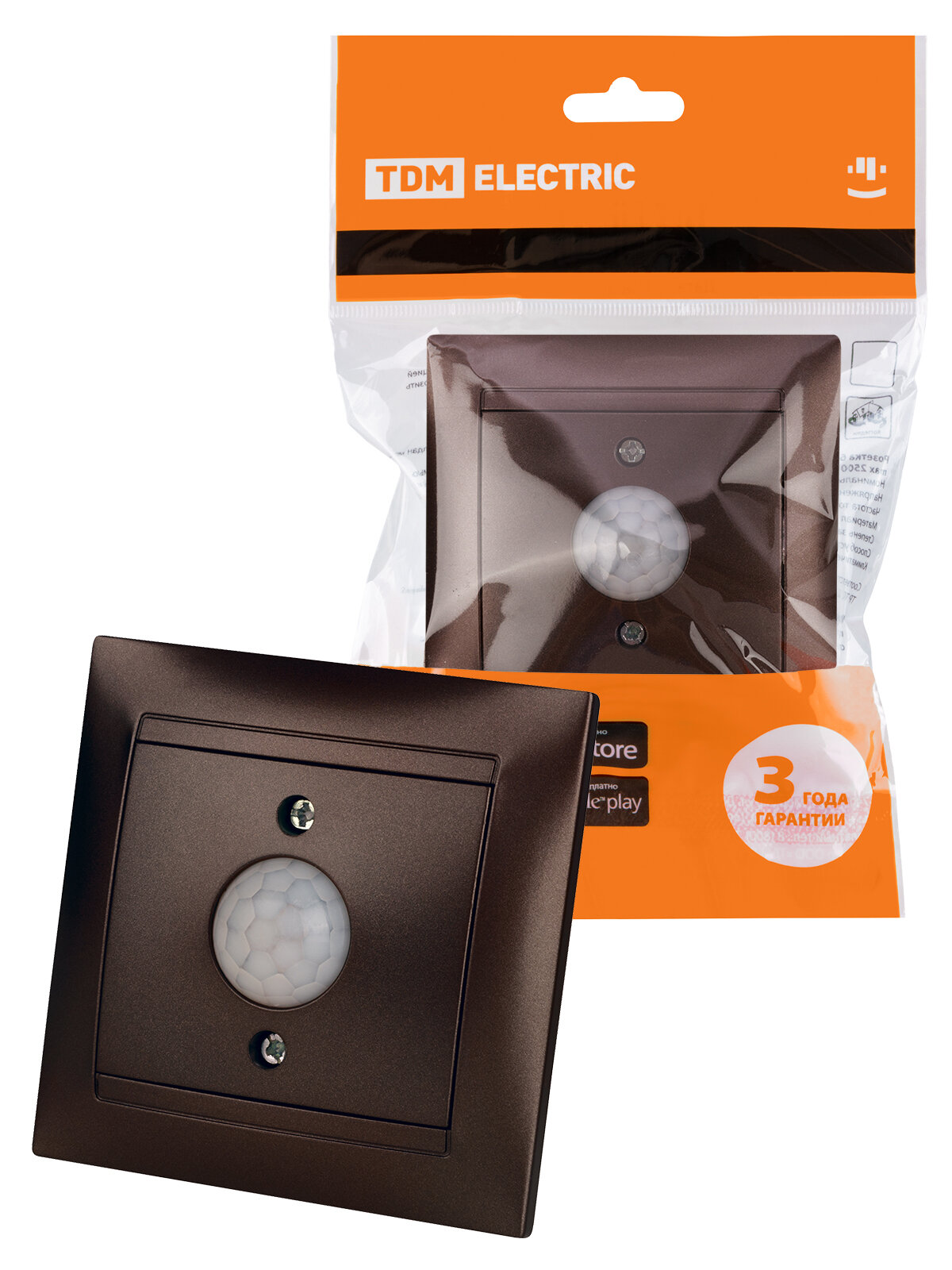 Выключатель с датчиком движения 1А шоколад "Лама" TDM Electric