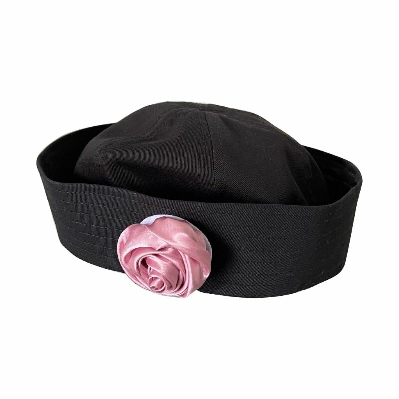 Розовая матросская Шляпа-Черная Пудра