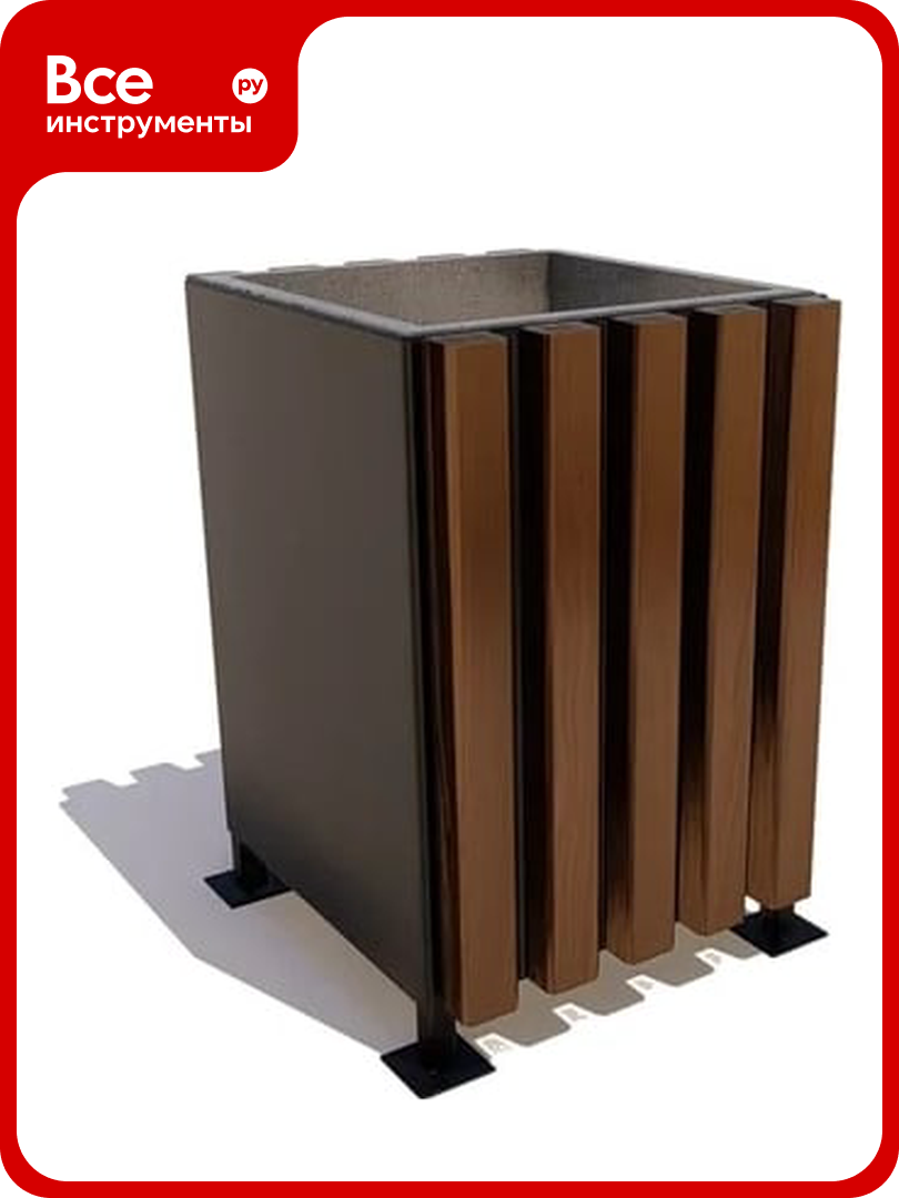 Уличная урна 7 скамеек Компаньон, RAL 9005, сосна, палисандр 67019/комп/9005/С_ПАЛ