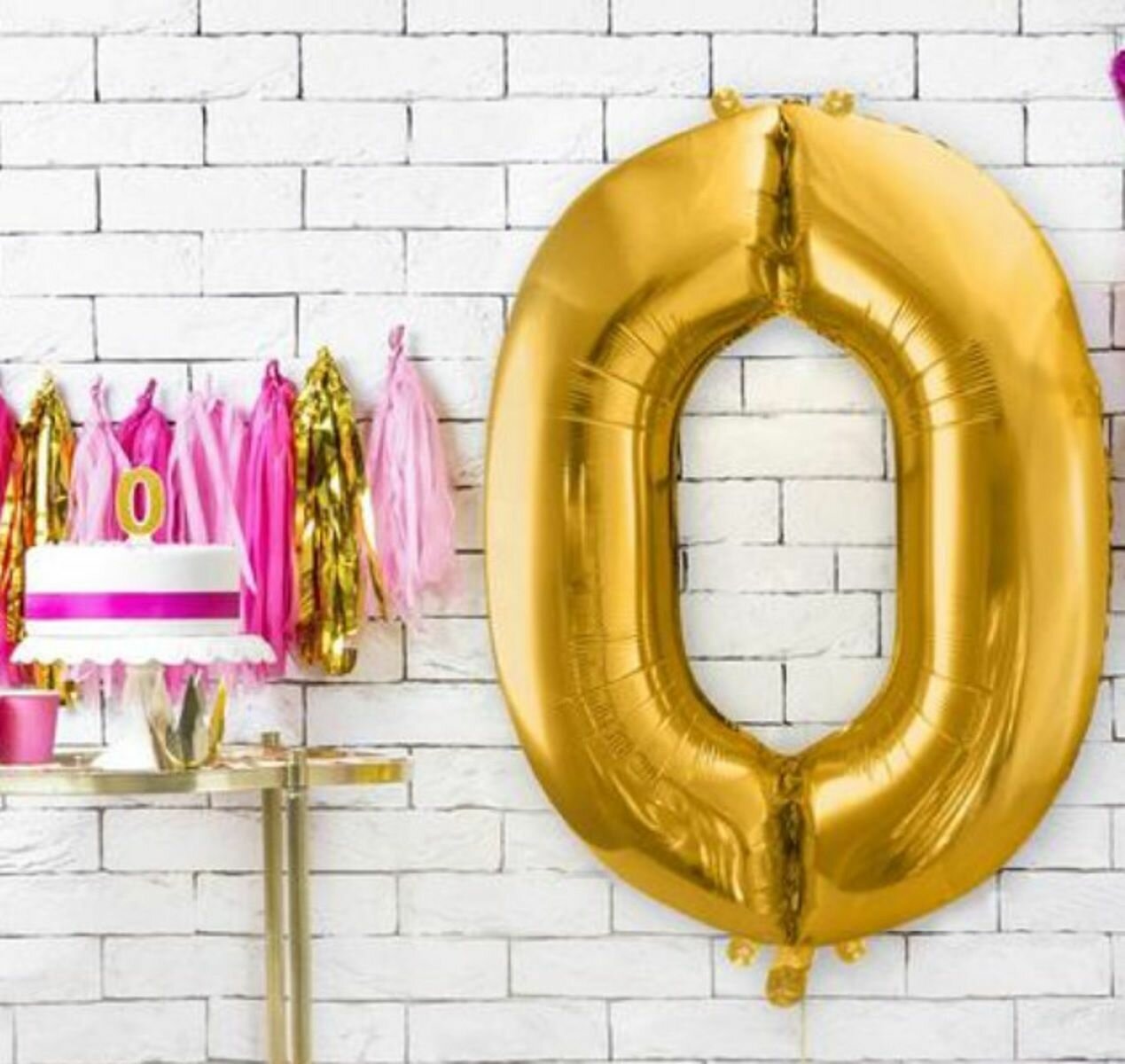 Шар воздушный фольгированный Цифра 0, цвет золотой 42"/106 см (шз0)