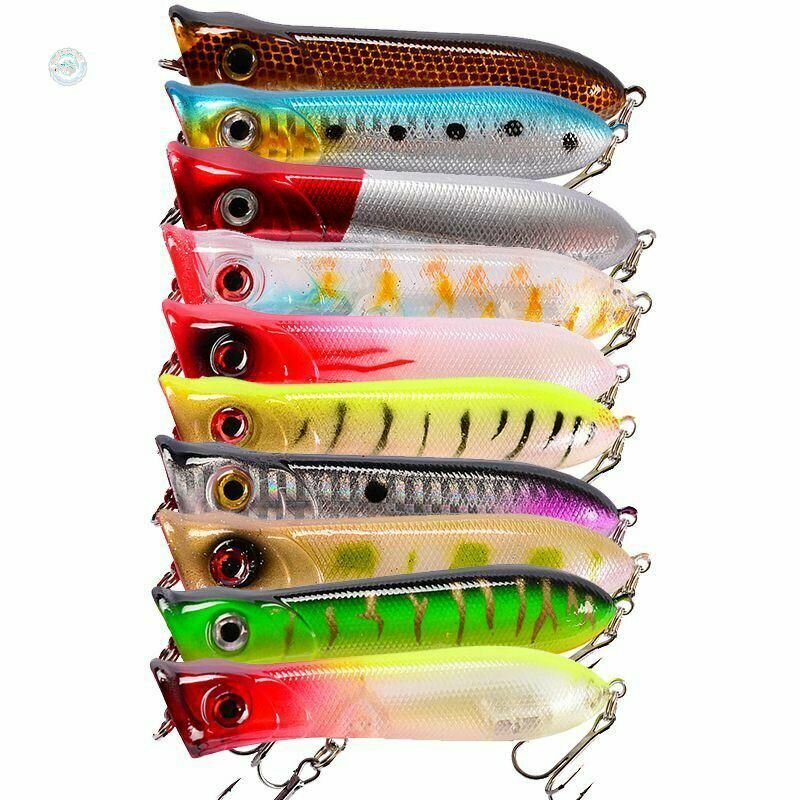 10 штук плавающих попперов для рыбалки с 3D глазами, воблеры 8 см 12 г, приманки для поверхностной ловли, набор для спиннинга