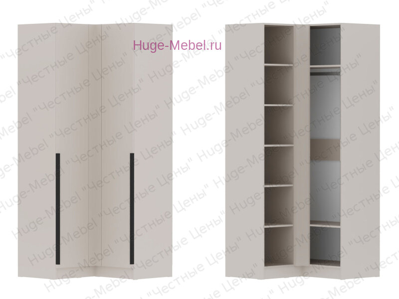 Угловой шкаф "Мадрид" кашемир (угол прямой) Huge Mebel . Ширина 1000 Высота 2300. Угловые шкафы