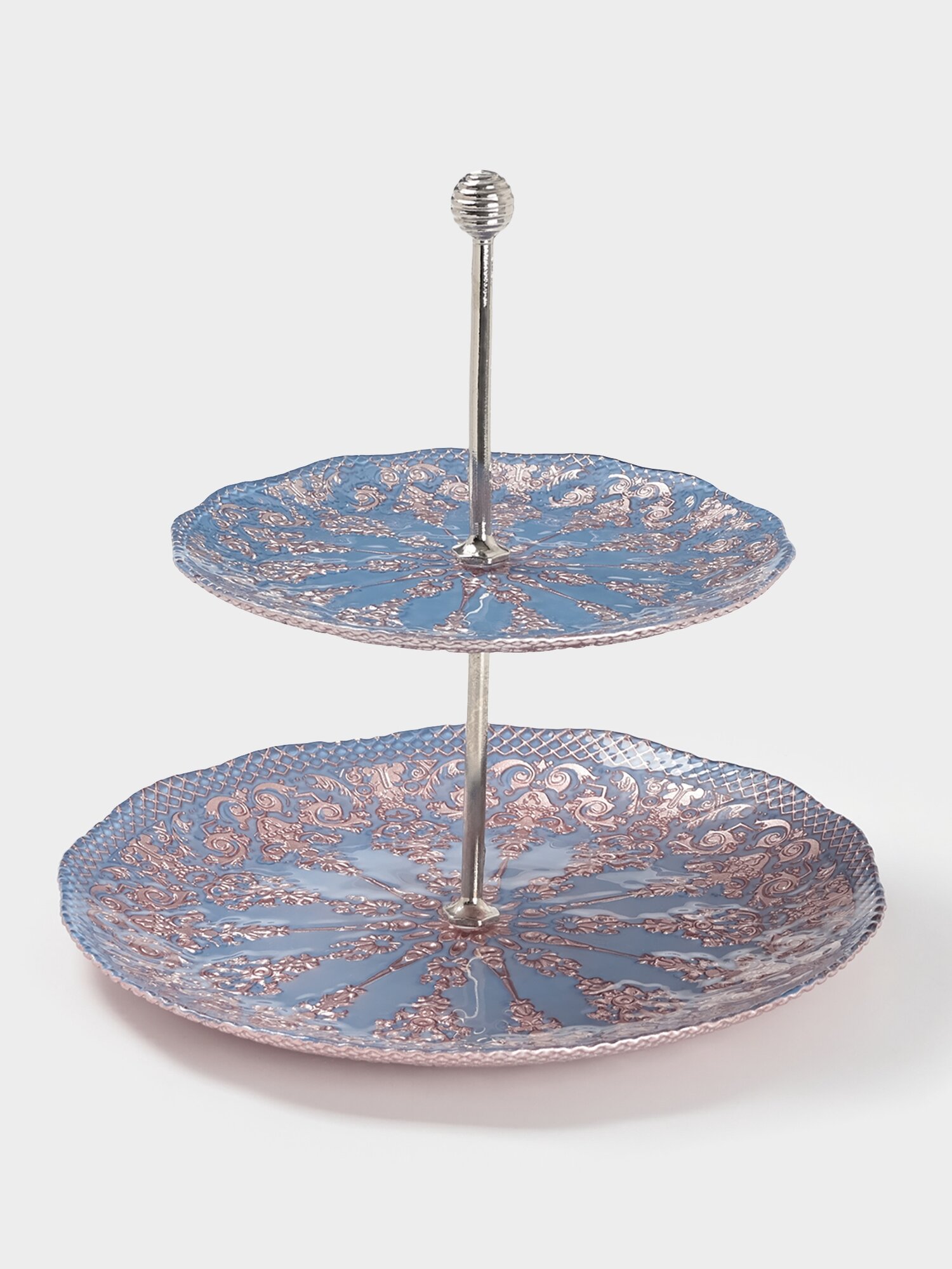 Фруктовница «элеонора бронза», d=21/28 см, стекло, голубая, розовая