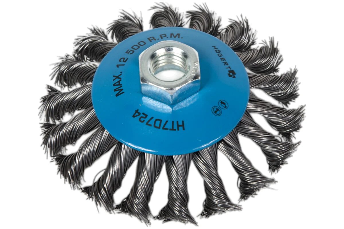 HOEGERT TECHNIK Корщетка дисковая 100 мм посадочная гайка М14 плетеная проволока HT7D724