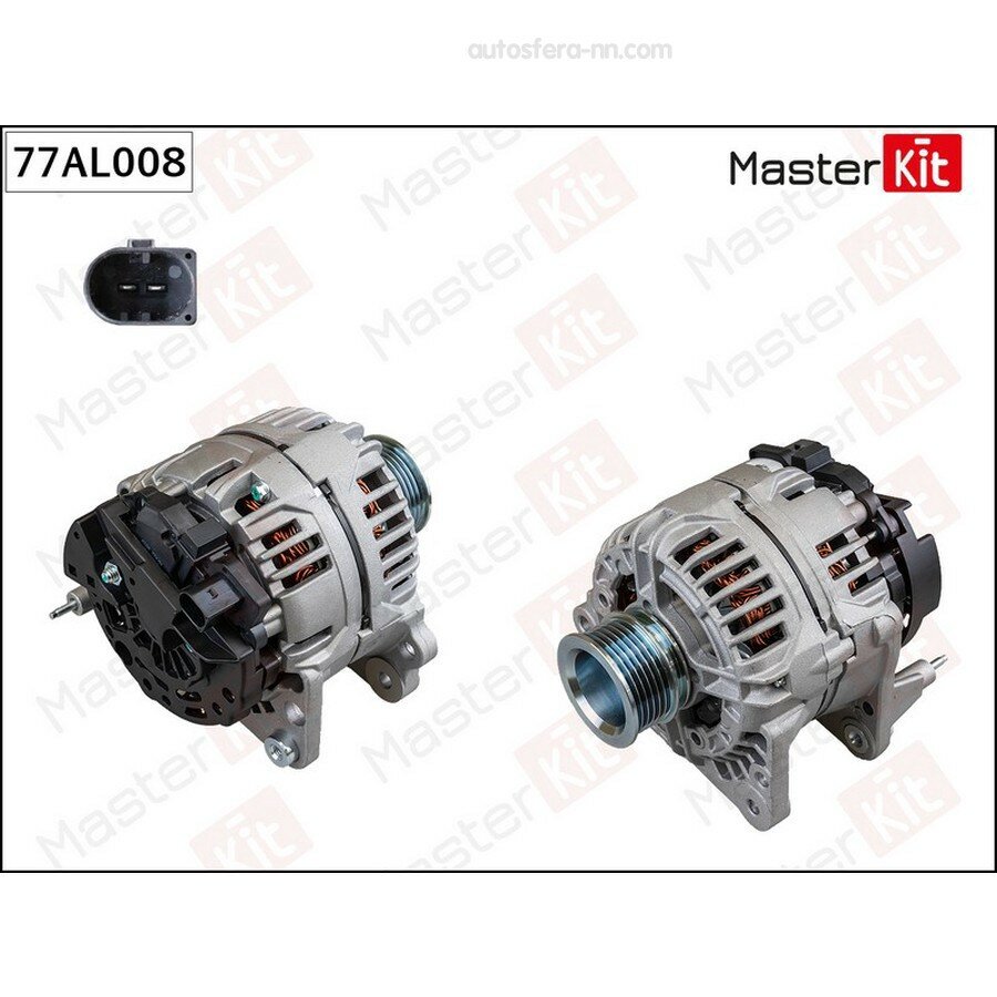 MASTERKIT 77AL008 77AL008 генератор\ SKODA OCTAVIA, VW GOLF IV/BORA 1.4-2.0 (14V 90A)