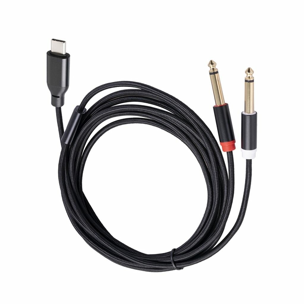 Аксессуар для аудиотехники, Разъем TYPE C для подключения двойного аудиокабеля диаметром 6,35 мм-3 метра