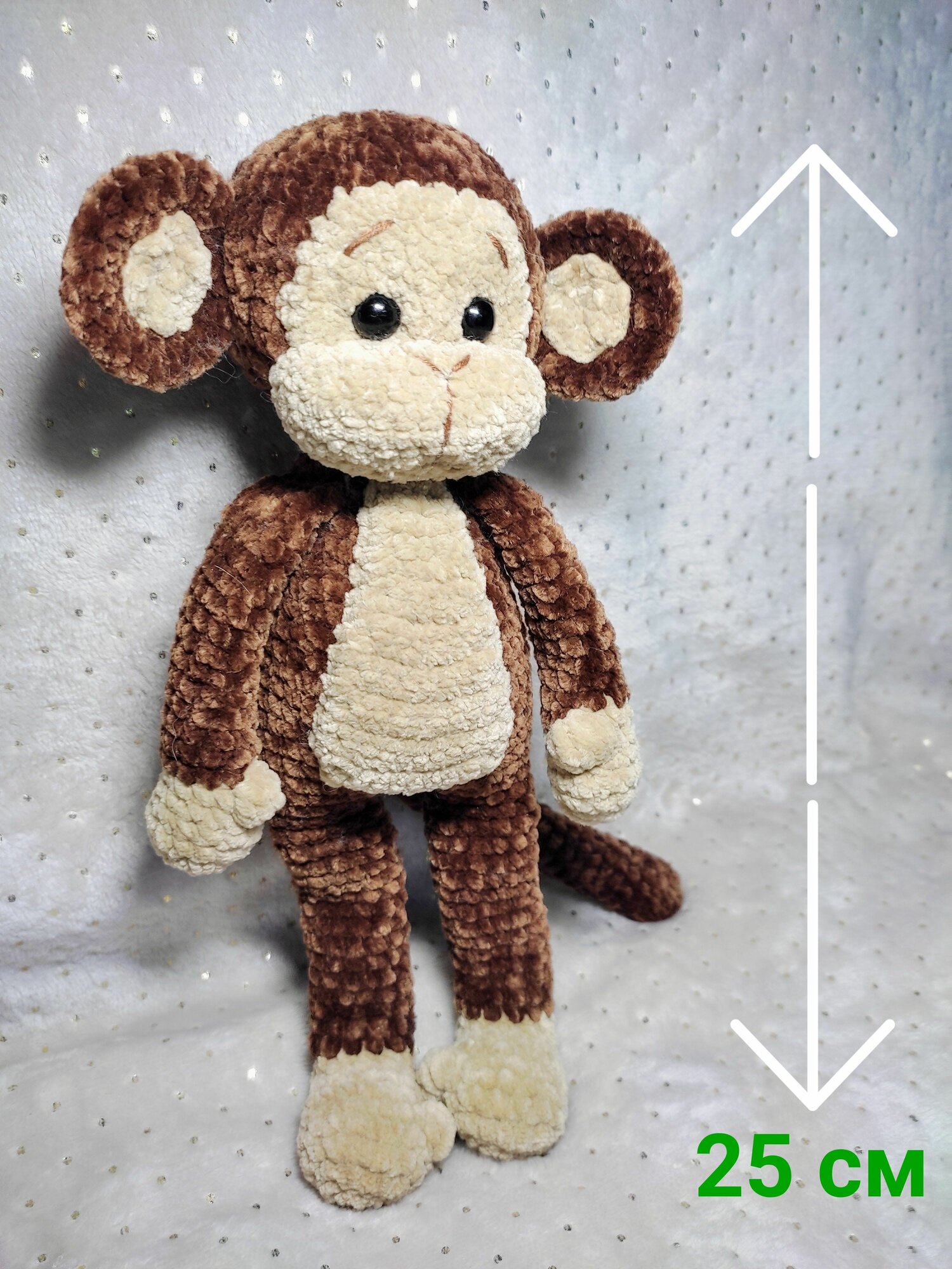 Плюшевая Обезьянка. Авторская вязаная игрушка. Игрушка интерьерная.