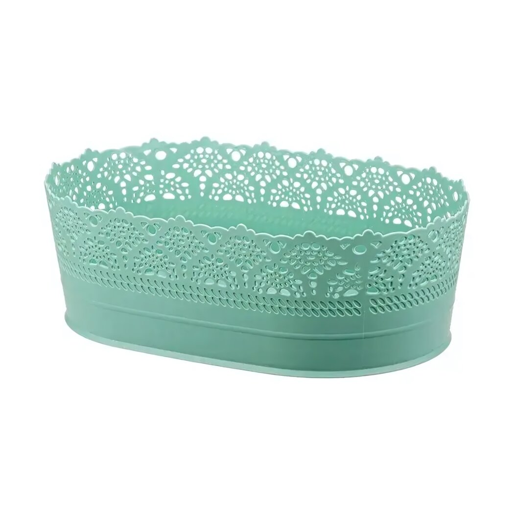 Сухарница пластиковая «ажур» 28 см, фисташковый цвет, декоративная перфорация, герметичная крышка