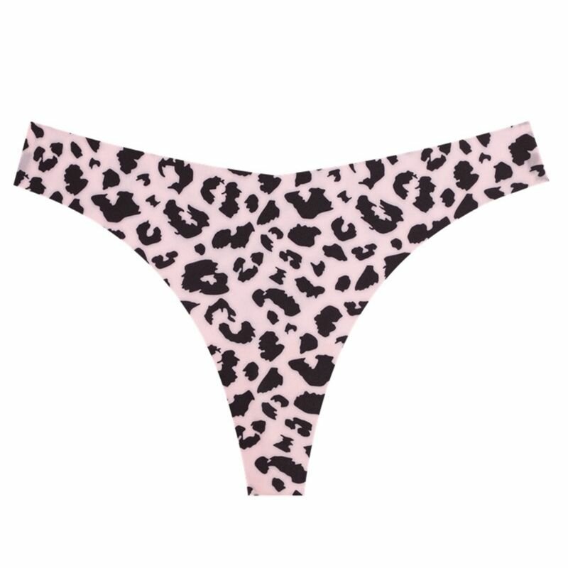 Стринги без швов для женщин, невидимые, низкая талия, G-стринги, эластичные, дышащие, бикини, Фонд " Леопард " - L