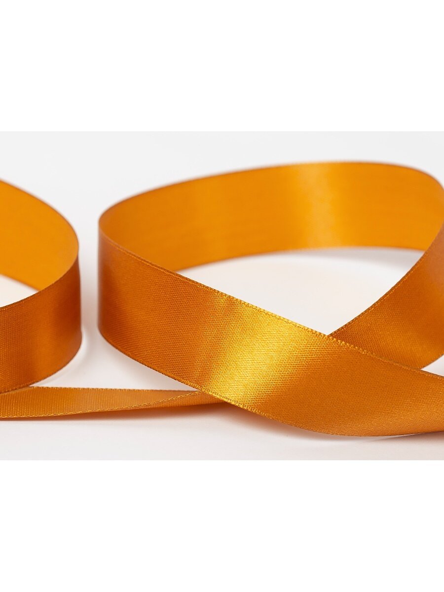 Лента атласная ярко-оранжевая 25мм 20м LA25-021а