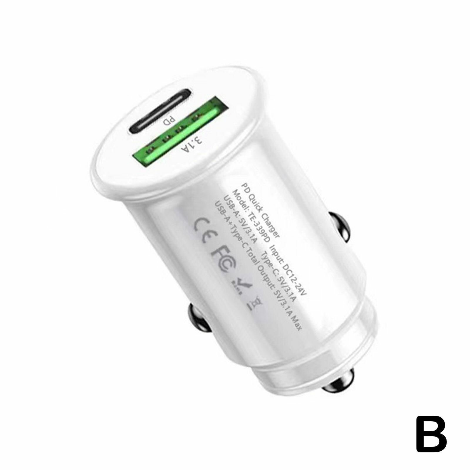 Автомобильная быстрая зарядка в прикуриватель, USB адаптер, Type c, зарядное устройство