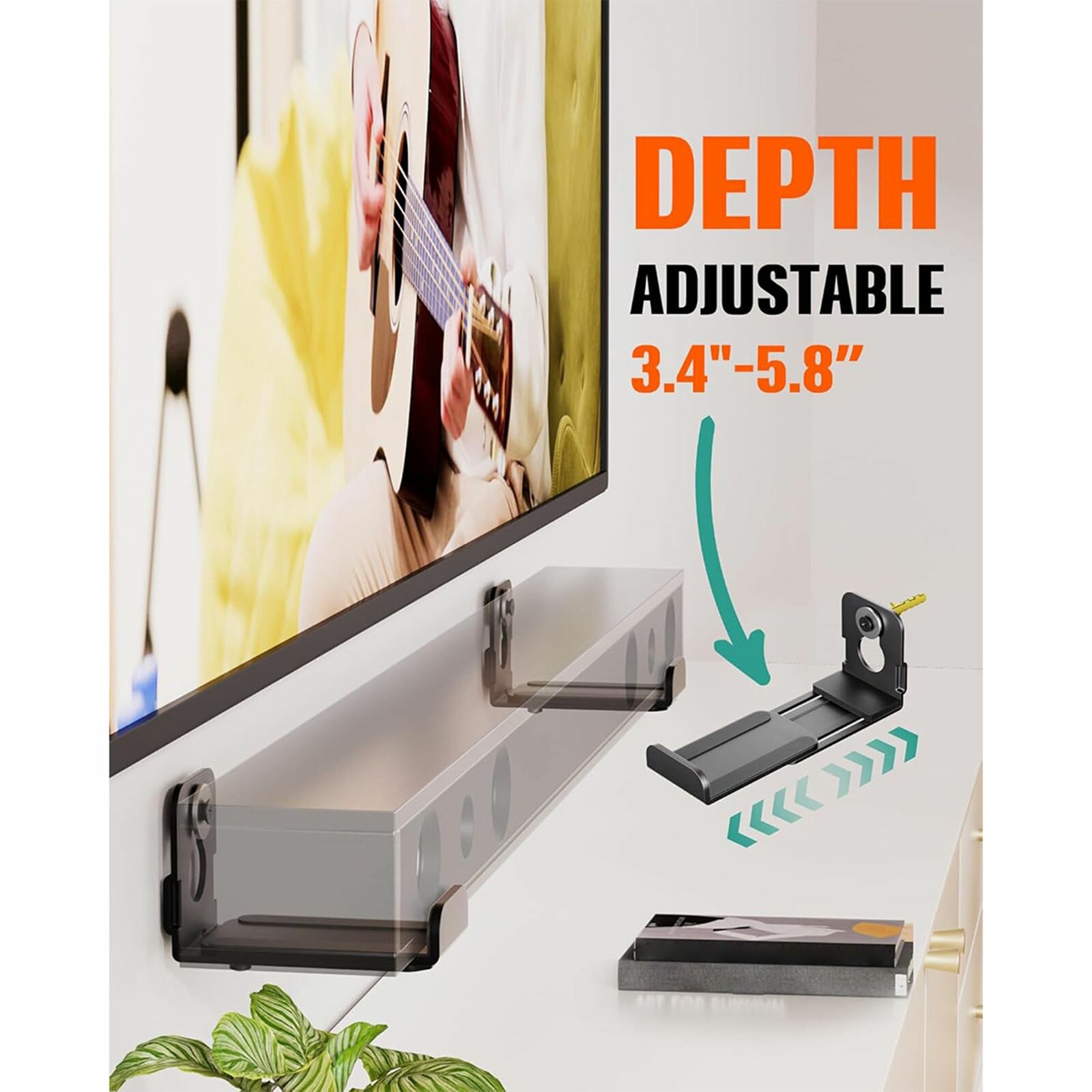 Металлический кронштейн для саундбара регулируемый от 34 до 58 дюймов матовая отделка домашнего звука