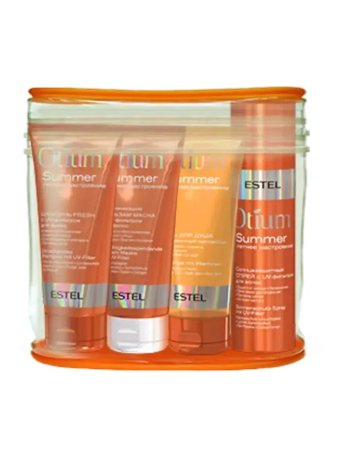 Набор Estel Otium Summer в косметичке "Лето с собой": шампунь 100, бальзам-маска 100, спрей 100, гель д/душа 100 мл