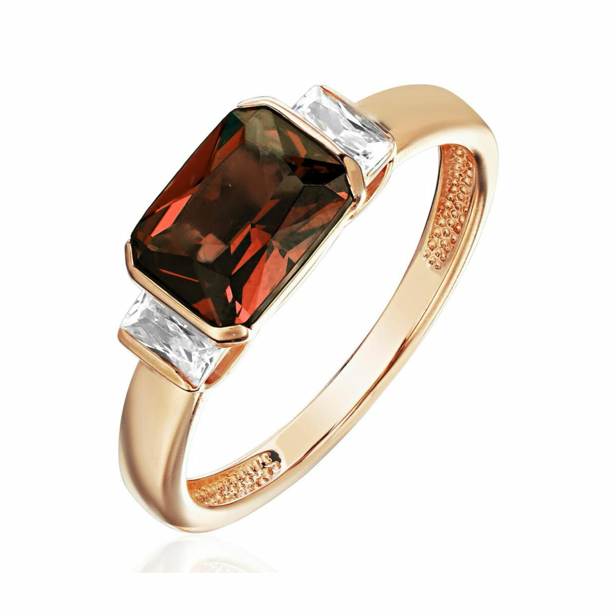 Кольцо, красное золото, 585 проба, фианит, гранат