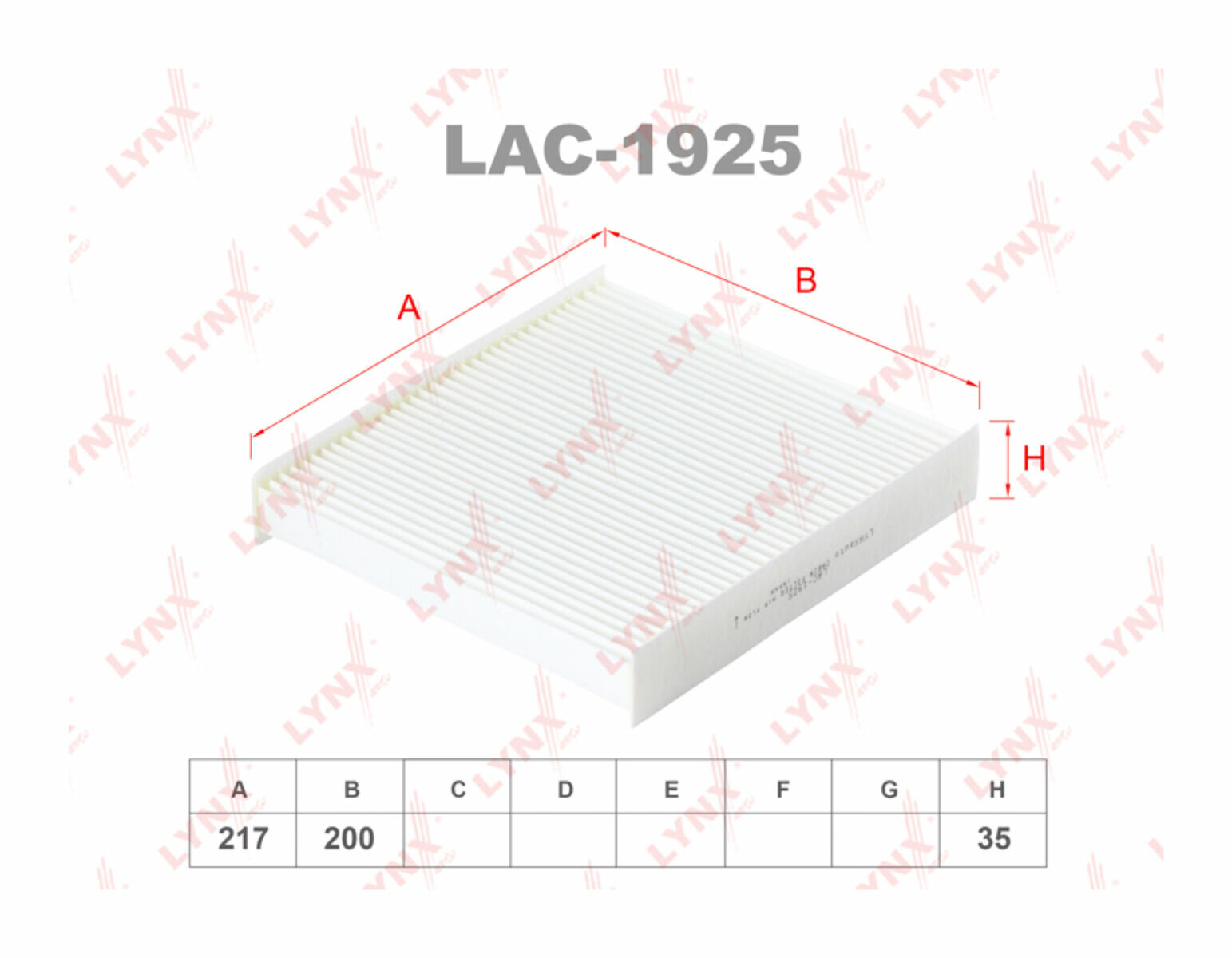 Lac-1925 Фильтр Салонный Lynxauto(Lynx Lac-1925)