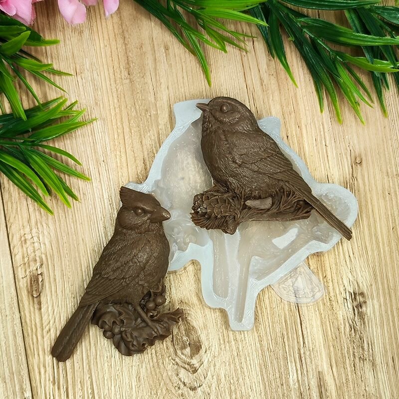 Силиконовая форма для шоколадных плиток Brilliant Mold. Молд Птички зимние