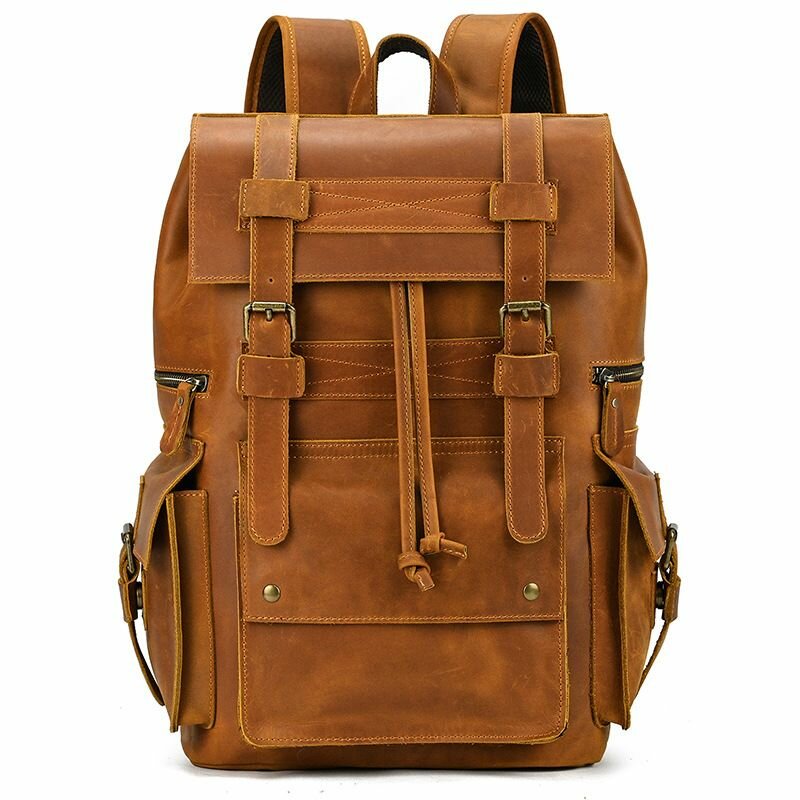 16-дюймовый Кожаный Рюкзак Кожаный Дорожный Мешок-OU