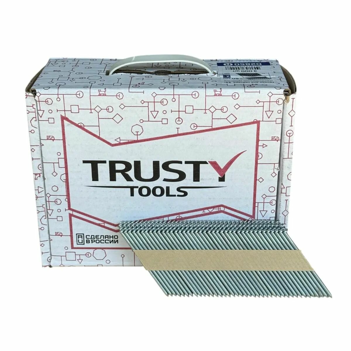 Гвоздь реечный 34 градуса 75 мм ершёный оцинкованный (2000 шт) Trusty-Tools