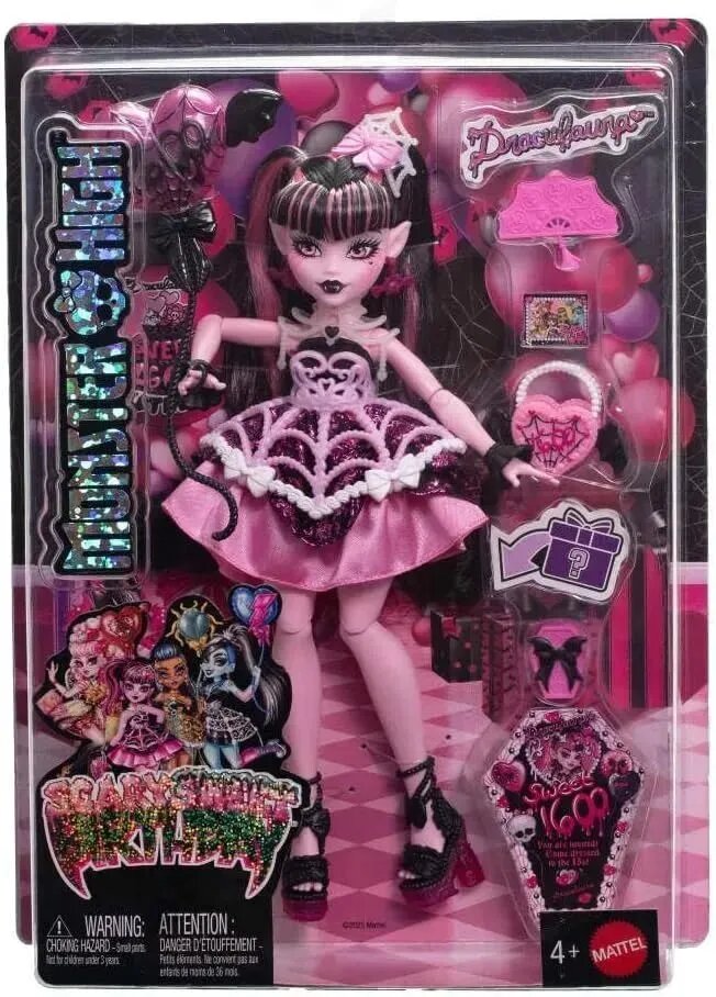 Кукла Monster High Draculaura Scary Sweet Birthday, коллекционная, 26 см, с аксессуарами