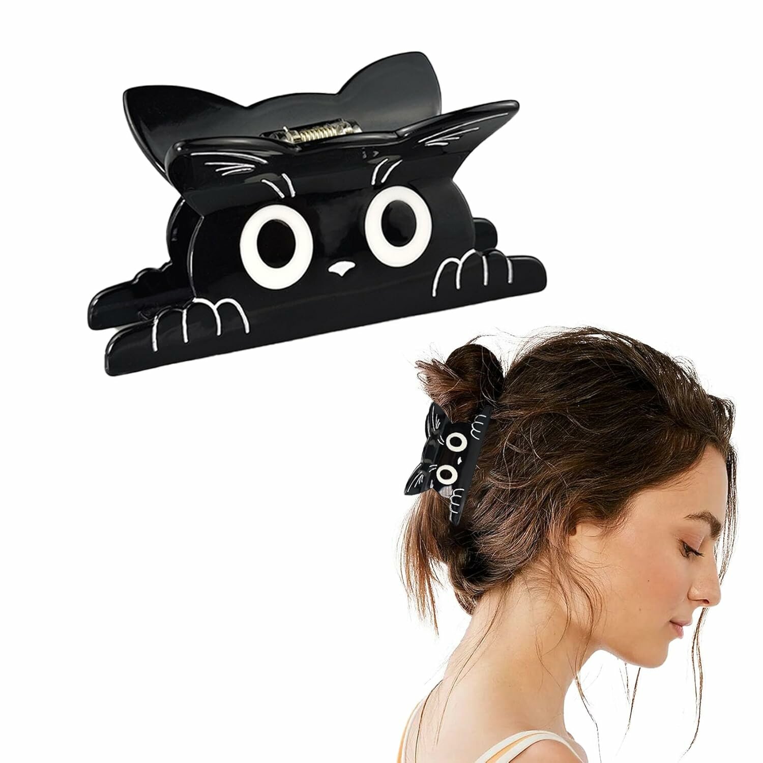 Заколки-крабы котики милые для тонких волос, акрил 10x5 см, подарок девушкам