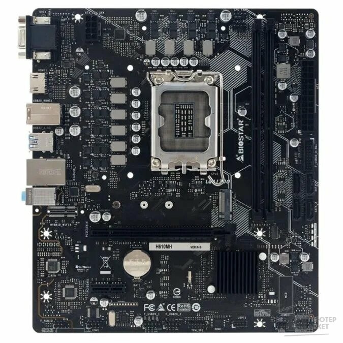 Материнская плата Biostar H610MH D5 Soc-1700 Intel H610 DDR5 mATX AC`97 8ch(7.1) GbLAN RAID+VGA+HDMI