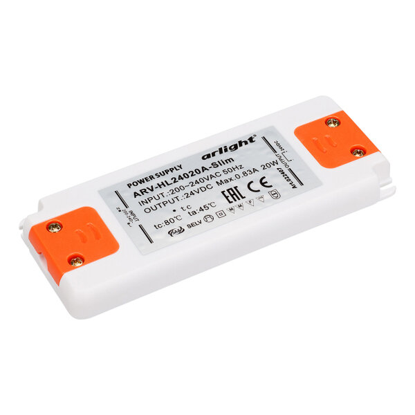 Блок питания ARV-HL24020A-Slim (24V, 0.83A, 20W) Arlight, IP20 Пластик, 022407