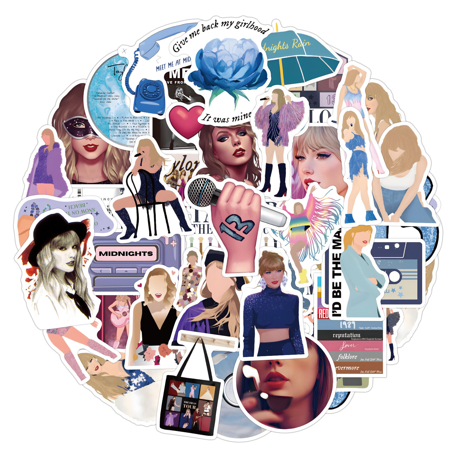 Наклейки Тейлор Свифт "Taylor Swift", от плесени, 50 шт