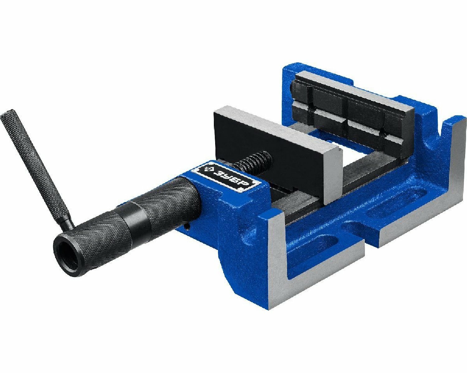 Трехсторонние станочные сверлильные тиски ЗУБР профессионал 100 мм с шириной губок 100 мм и расходом струбцины 60 мм