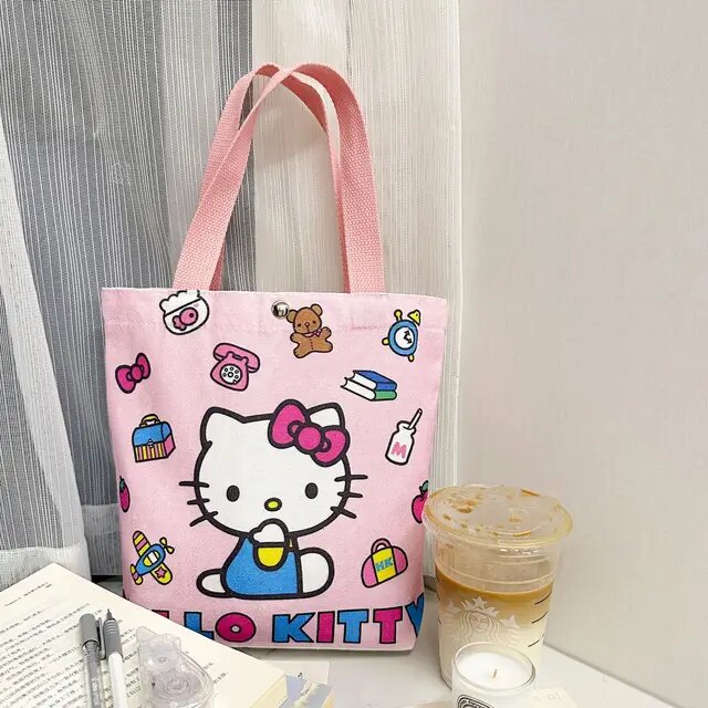 Холщовая Сумка На Плечо Hello Kitty, Портативная Сумка Для Покупок Большой Вместимости, Легкая Японская Аниме-производная Уни.