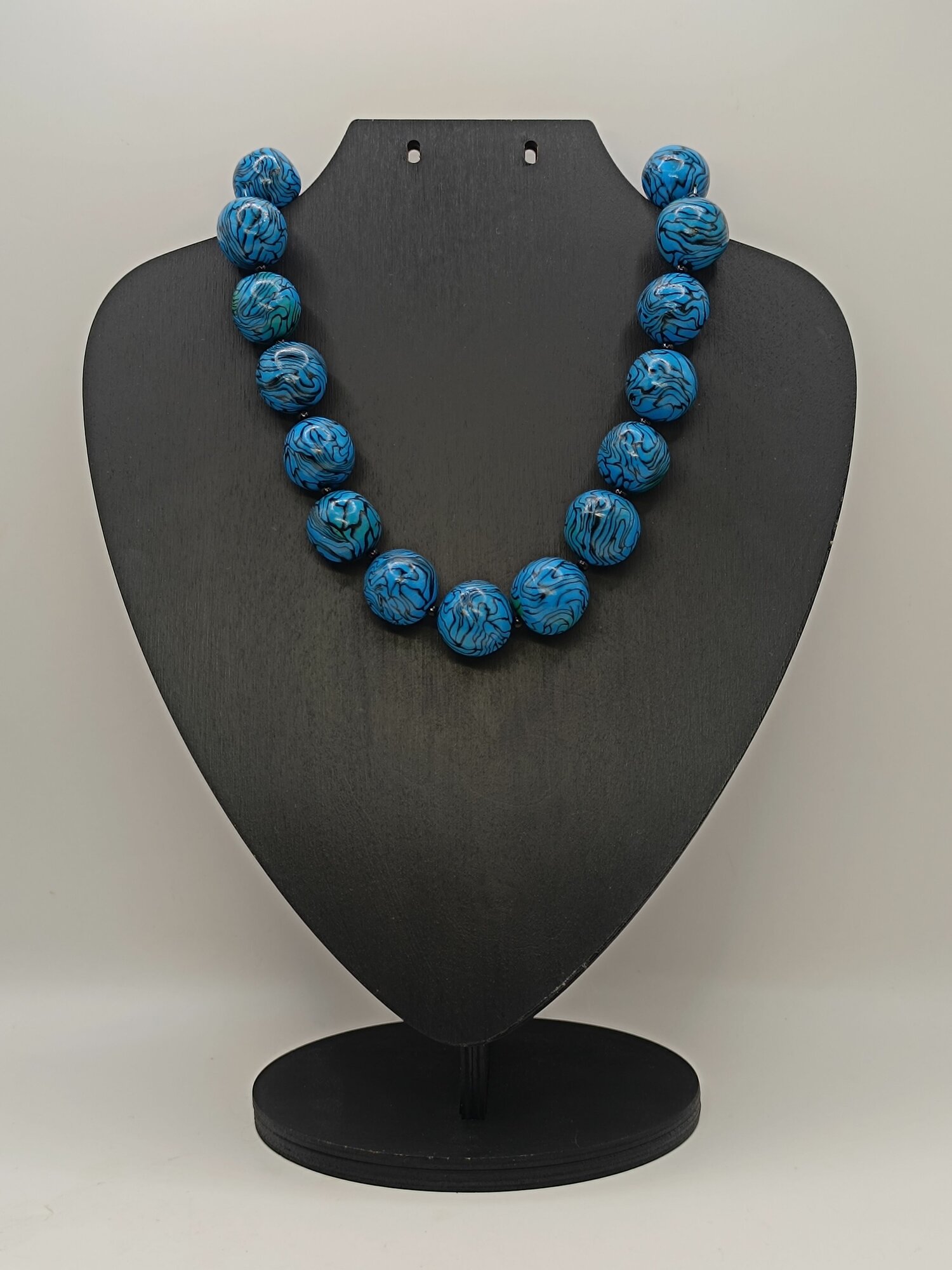 Винтажные крупные бусы, папье-маше, длина 38 см.