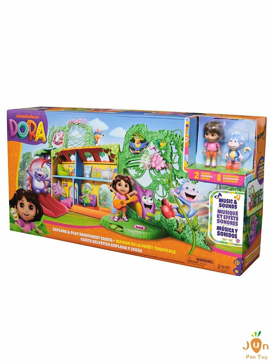 Dora Explore & Play Rainforest Casita / Детские интерактивная игрушка, набор хижина в тропическом лесу, с аксессуарами, подходят для детей от 3 лет и старше