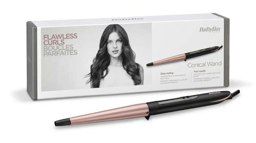 Щипцы BaByliss C454E, керамический, розовый, LED-экран, диаметр 25мм