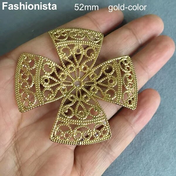 Латунные филигранные кресты для рукоделия 10 шт. 18 Gold 10 pcs