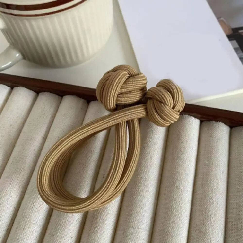 Бежевая резинка для волос с узелками, light coffee