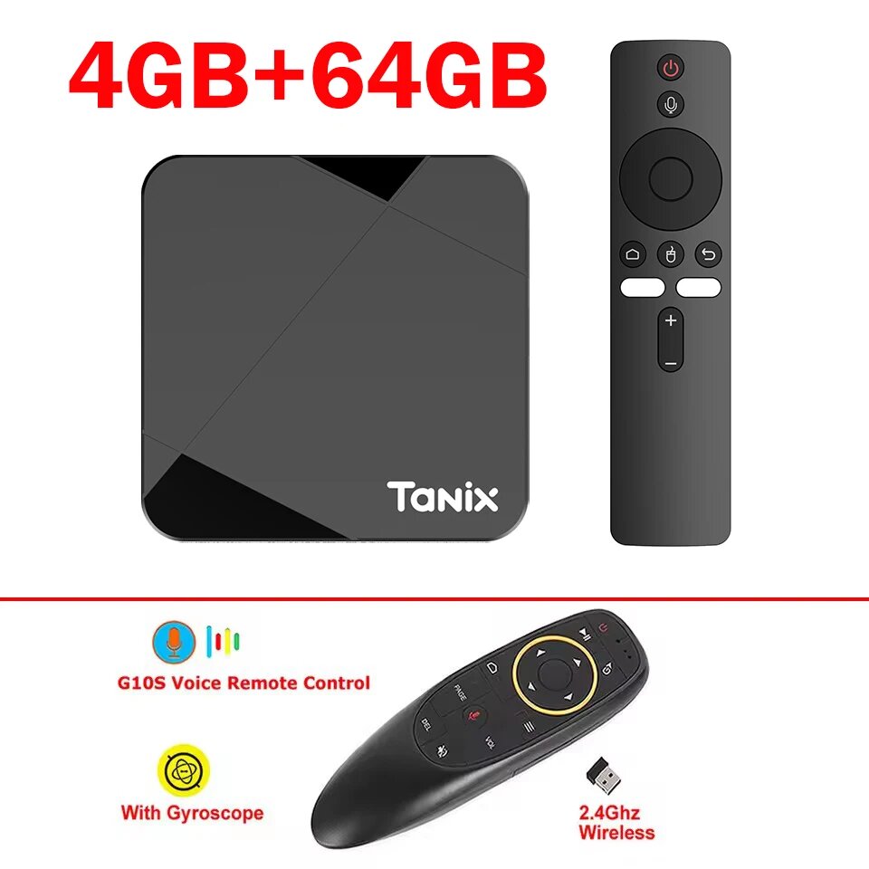 H96 Tanix TX5 Android 14.0 TV Box 2/4 ГБ RAM 16/32/64 ГБ Европейская, 4G 64G Add G10S